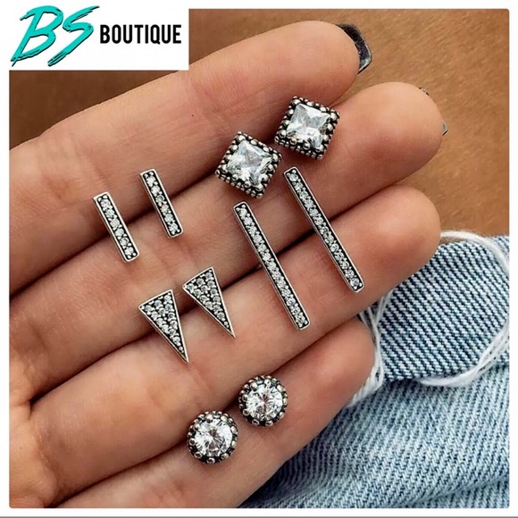 Jewelry | Just Arrived Sexy Silver Bling Spike Studs Set | Poshmark